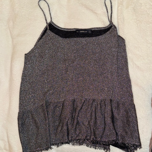 Zara | Tops | Zara Shimmering Black Camisole Top | Poshmark